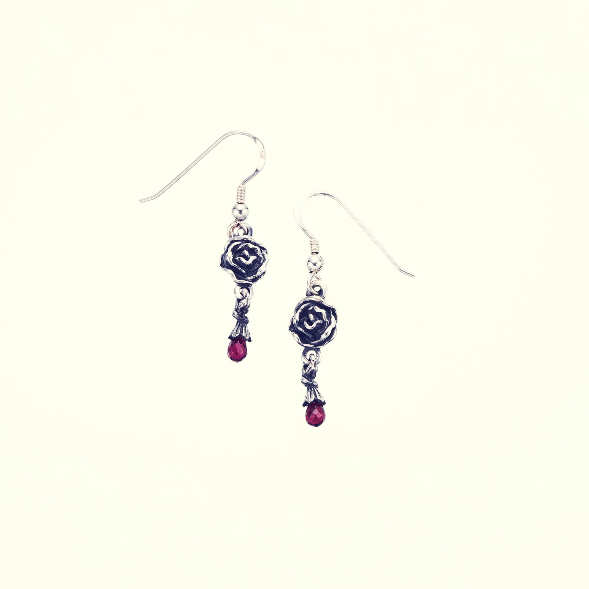 Jeweled Rose Hook Stud: (Garnet) | Juerd Rose Hook Piers (Garnet) 2P ...